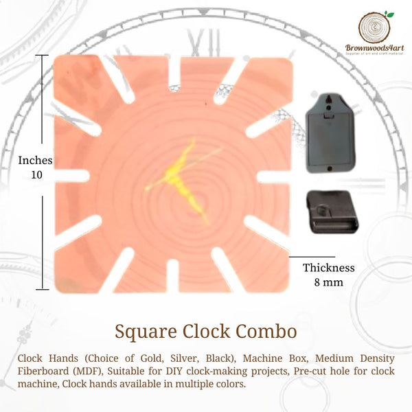 Buy Square Clock Combo for Resin Art & DIY Wall Clocks – Brownwoods4art