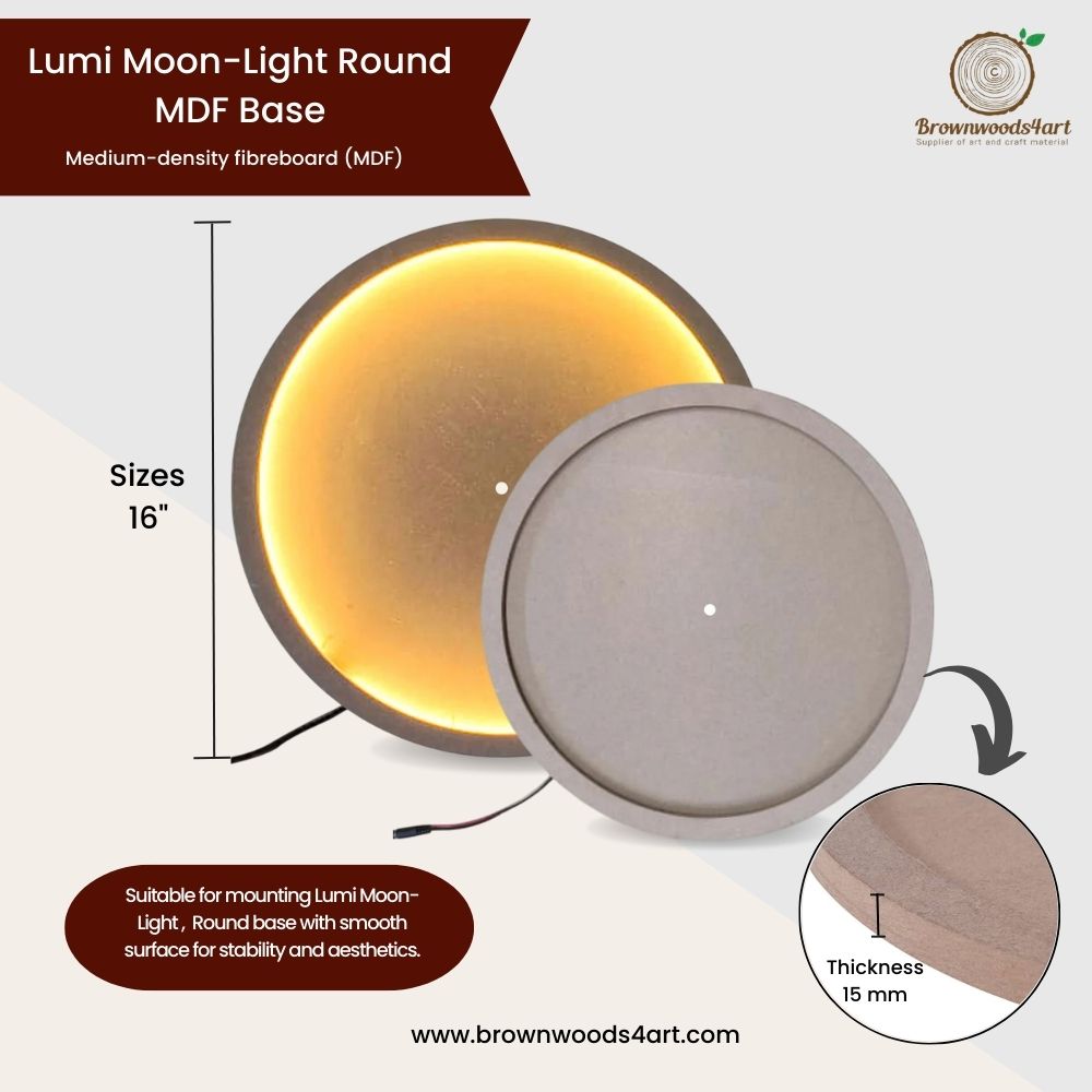 Lumi Moon-Light Round MDF Base – Brownwoods4art